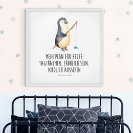 Bilderwelten Bild mit Rahmen Tiere schwarz Abstrakt Aquarell - Mr. & Mrs. Panda - Pinguin - Tagtr&auml;umen - Spr&uuml;che Kinderzimmer Baby M&auml;dchen Jungen