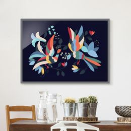 Bilderwelten Bild mit Rahmen Bunte V&ouml;gel Illustration