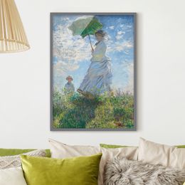 Bilderwelten Bild mit Rahmen Claude Monet - Frau mit Sonnenschirm