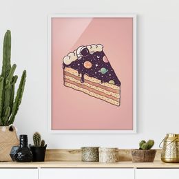 Bilderwelten Bild mit Rahmen Kulinarisch beige Illustration inkl. Rahmung - Kosmischer Kuchen - Himmel Jugendzimmer