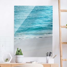 Bilderwelten Glasbild Strand Motiv t&uuml;rkis Glas Wandbild - Sanfte Wellen in Malibu - Landschaft Wohnzimmer Schlafzimmer