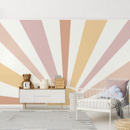 Bilderwelten Fototapete Natur Abstrakt Wandtapete beige - Boho Sonne Pastell Beige - Sonnenuntergang Kinderzimmer Baby M&auml;dchen Jungen
