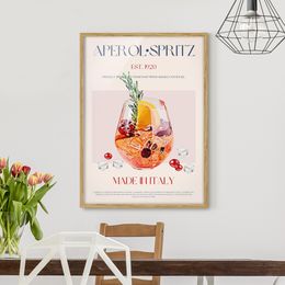 Bilderwelten Bild mit Rahmen Kulinarisch orange Vintage inkl. Rahmung - Vintageposter - Aperol Spritz - Getr&auml;nke K&uuml;che