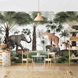 Bilderwelten Fototapete K&ouml;nigreich der Dschungeltiere Aquarell Kinderzimmer Babyzimmer M&auml;dchen Junge Baby Vliestapete nach Ma&szlig; inkl. Kleister oder selbstklebend