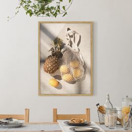 Bilderwelten Bild mit Rahmen Kulinarisch beige Tropisch inkl. Rahmung - Sommerfr&uuml;chte - Obst Wohnzimmer Schlafzimmer