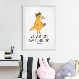 Bilderwelten Bild mit Rahmen Tiere orange Abstrakt Aquarell - Mr. & Mrs. Panda - Fuchs - Selbstliebe - Spr&uuml;che Kinderzimmer Baby M&auml;dchen Jungen