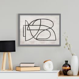 Bilderwelten Bild mit Rahmen originell beige modern inkl. Rahmung - Konturen I - Deko Wohnzimmer Schlafzimmer