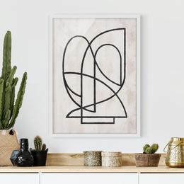 Bilderwelten Bild mit Rahmen originell beige modern inkl. Rahmung - Konturen I - Deko Wohnzimmer Schlafzimmer