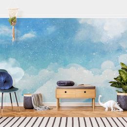 Bilderwelten Fototapete originell modern Aquarell blau - Wolken Wasserfarben - Himmel Wohnzimmer Schlafzimmer