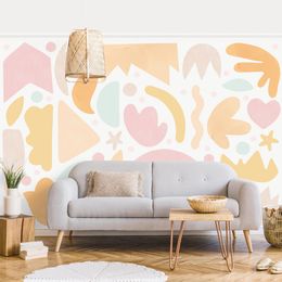 Bilderwelten Fototapete Vliestapete Abstrakt Wandtapete blau - Boho Abstrakte Formen - Deko Kinderzimmer Baby M&auml;dchen Jungen
