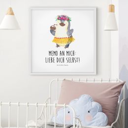 Bilderwelten Bild mit Rahmen Tiere schwarz Abstrakt Aquarell - Mr. & Mrs. Panda - Pinguin - Liebe Dich selbst - Spr&uuml;che Kinderzimmer Baby M&auml;dchen Jungen