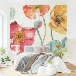 Bilderwelten Fototapete Bunte Bl&uuml;ten mit Gold