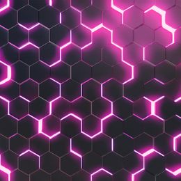 Fototapete Strukturierte Hexagone mit Neonlicht in Pink
