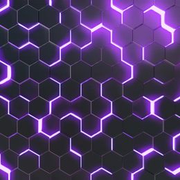 Fototapete Strukturierte Hexagone mit Neonlicht in Lila
