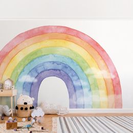 Bilderwelten Fototapete Regenbogen und Wolken Wasserfarben