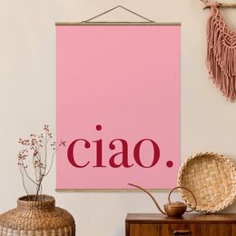 Bilderwelten Stoffbild mit Posterleisten Ciao Rot und Pink