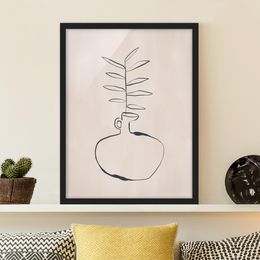 Bilderwelten Bild mit Rahmen Tuschezeichnung Blumenvase