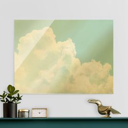Bilderwelten Glasbild Himmel Motiv t&uuml;rkis Glas Wandbild - Wei&szlig;e Wolken im Himmelblau - Himmel Wohnzimmer Schlafzimmer