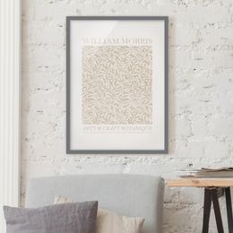 Bilderwelten Bild mit Rahmen Blumen beige Tropisch inkl. Rahmung - William Morris - Willow Pattern Beige - Pflanzen Wohnzimmer Schlafzimmer