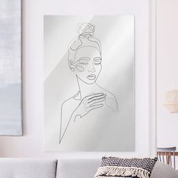 Bilderwelten Glasbild Portrait modern schwarz weiss Glas Wandbild - Line Art Portraits - Messy Beauty - Deko Wohnzimmer Schlafzimmer