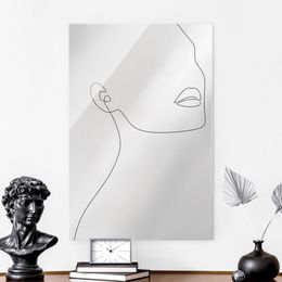 Bilderwelten Glasbild Portrait modern schwarz weiss Glas Wandbild - Line Art - Minimalistische Sch&ouml;nheit - Deko Wohnzimmer Schlafzimmer