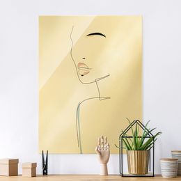 Bilderwelten Glasbild Portrait modern pastell Glas Wandbild - Line Art - Lips and Eyebrows - Deko Wohnzimmer Schlafzimmer