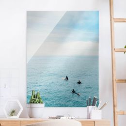 Bilderwelten Glasbild Strand Motiv blau Glas Wandbild - Meeresflaute - Landschaft Wohnzimmer Schlafzimmer