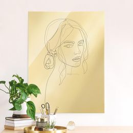 Bilderwelten Glasbild Portrait modern schwarz weiss Glas Wandbild - Line Art Portraits - Ihr Blick - Deko Wohnzimmer Schlafzimmer