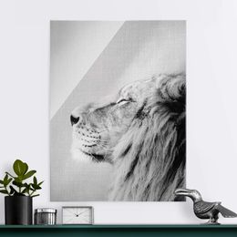 Bilderwelten Glasbild Tiere Motiv schwarz weiss Glas Wandbild - L&ouml;we Leopold Schwarz Wei&szlig; - L&ouml;we Kinderzimmer Baby M&auml;dchen Jungen