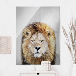 Bilderwelten Glasbild Tiere Motiv schwarz weiss Glas Wandbild - L&ouml;we Linus - L&ouml;we Kinderzimmer Baby M&auml;dchen Jungen