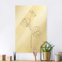 Bilderwelten Glasbild Portrait modern schwarz weiss Glas Wandbild - Line Art Blumen - Erbsenpflanze - Deko Wohnzimmer Schlafzimmer