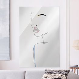 Bilderwelten Glasbild Portrait modern pastell Glas Wandbild - Line Art - Lips and Eyebrows - Deko Wohnzimmer Schlafzimmer