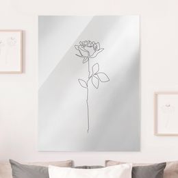 Bilderwelten Glasbild Portrait modern schwarz weiss Glas Wandbild - Line Art Blumen - Rose - Deko Wohnzimmer Schlafzimmer