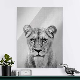 Bilderwelten Glasbild Tiere Motiv schwarz weiss Glas Wandbild - L&ouml;win Lisa Schwarz Wei&szlig; - L&ouml;we Kinderzimmer Baby M&auml;dchen Jungen