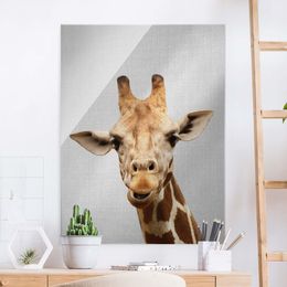 Bilderwelten Glasbild Tiere Motiv schwarz weiss Glas Wandbild - Giraffe Gundel - Giraffen Kinderzimmer Baby M&auml;dchen Jungen