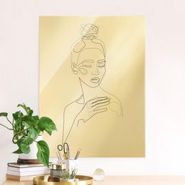 Bilderwelten Glasbild Portrait modern schwarz weiss Glas Wandbild - Line Art Portraits - Messy Beauty - Deko Wohnzimmer Schlafzimmer