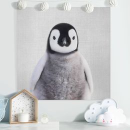 Bilderwelten Leinwandbild Tiere Motiv Kunstdruck schwarz weiss - Baby Pinguin Pepe - Wandbild XXL Kinderzimmer Baby M&auml;dchen Jungen