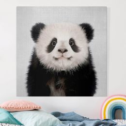 Bilderwelten Leinwandbild Tiere Motiv Kunstdruck schwarz weiss - Baby Panda Prian - Panda XXL Kinderzimmer Baby M&auml;dchen Jungen