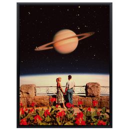 Bilderwelten Leinwandbild Retro Collage - Liebe im All