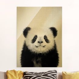 Bilderwelten Glasbild Tiere Motiv schwarz weiss Glas Wandbild - Baby Panda Prian Schwarz Wei&szlig; - Panda Kinderzimmer Baby M&auml;dchen Jungen