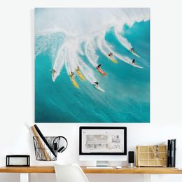 Bilderwelten Leinwandbild Strand Motiv Kunstdruck t&uuml;rkis - Einfach Surfen - Landschaft XXL Wohnzimmer Schlafzimmer