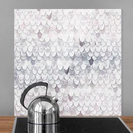 Bilderwelten Glas Spritzschutz Illustration weiss Glasr&uuml;ckwand - Meerjungfrauen Magie - Deko K&uuml;chenr&uuml;ckwand aus Glas