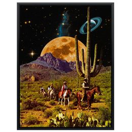 Bilderwelten Leinwandbild Retro Collage - Weltraum Cowboys
