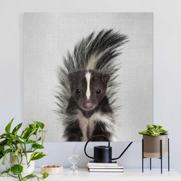 Bilderwelten Leinwandbild Tiere Motiv Kunstdruck schwarz weiss - Stinktier Stuart - Wandbild XXL Kinderzimmer Baby M&auml;dchen Jungen