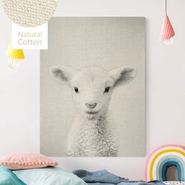 Bilderwelten Leinwandbild Baby Lamm Lina Schwarz Wei&szlig;