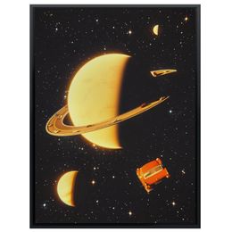 Bilderwelten Leinwandbild Retro Collage - Die Ringe des Saturn