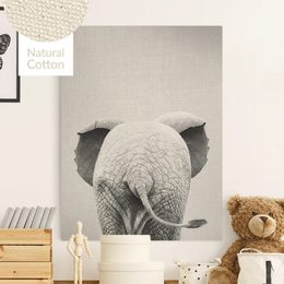 Bilderwelten Leinwandbild Baby Elefant von hinten Schwarz Wei&szlig;
