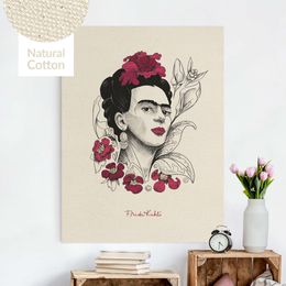 Bilderwelten Leinwandbild Frida Kahlo Portrait mit Bl&uuml;ten