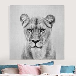 Bilderwelten Leinwandbild Tiere Motiv Kunstdruck schwarz weiss - L&ouml;win Lisa Schwarz Wei&szlig; - L&ouml;we XXL Kinderzimmer Baby M&auml;dchen Jungen