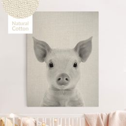Bilderwelten Leinwandbild Baby Ferkel Fips Schwarz Wei&szlig;